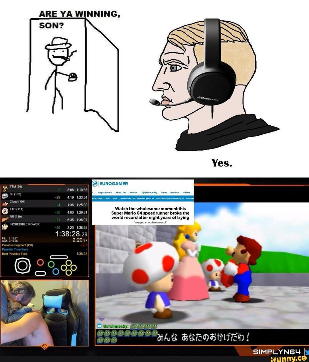 ARE YA WINNING, SON? Yes. EUROGAMER Watch the wholesome moment this ...