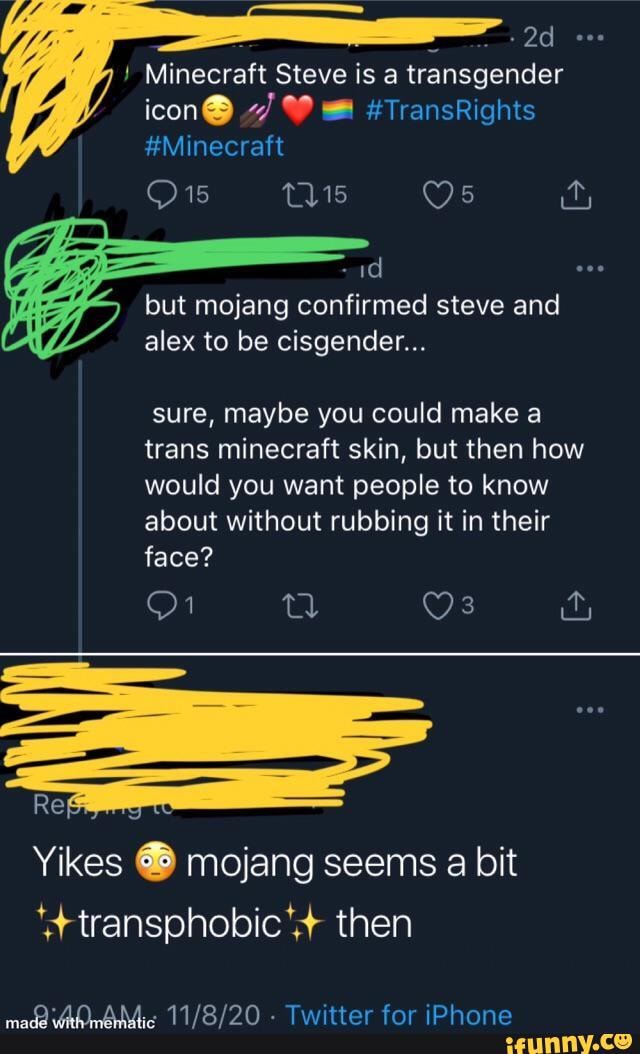 ! Minecraft Steve is a transgender #TransRights #Minecraft id but ...