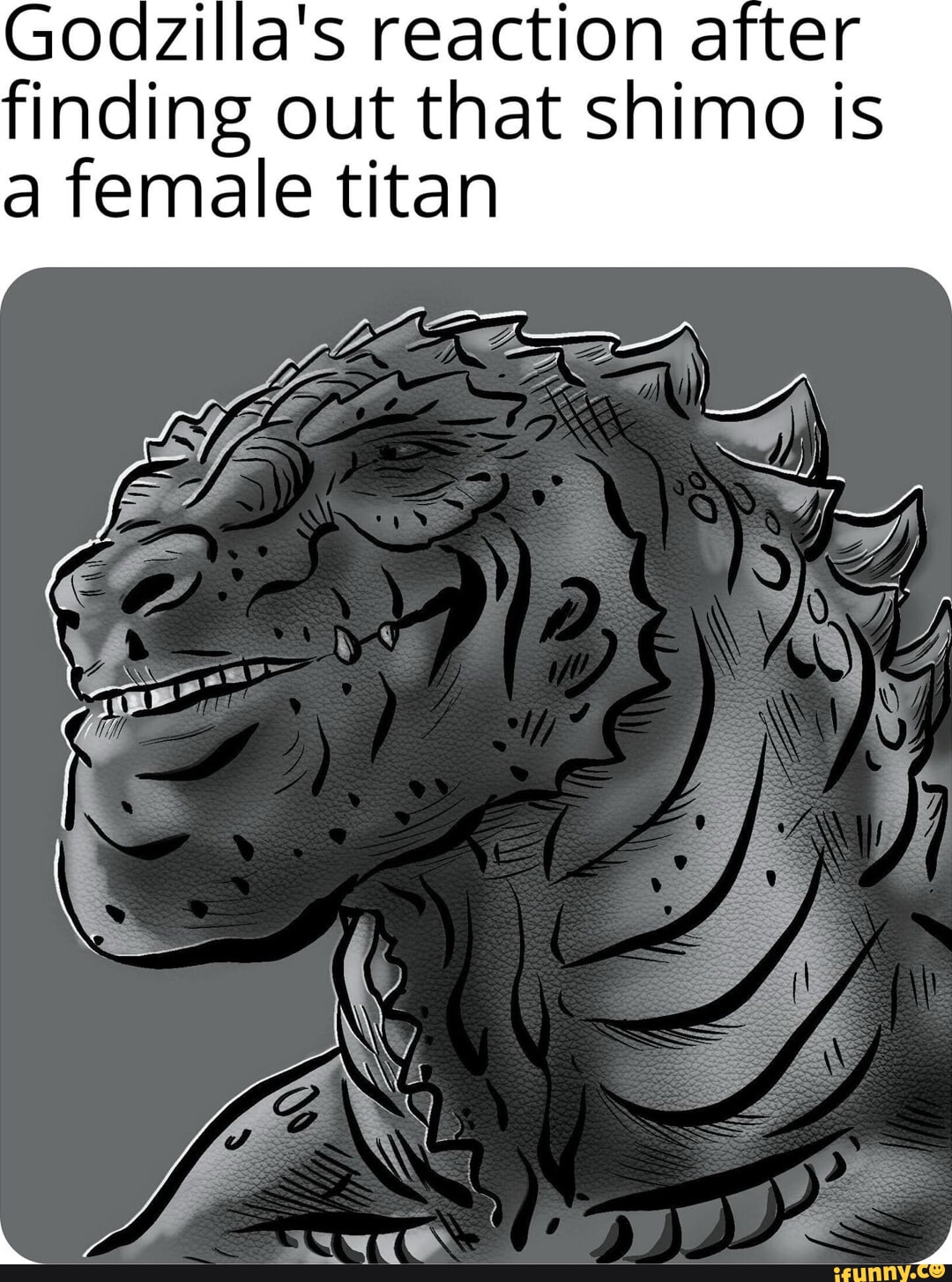 Godzilla's reaction after finding out that shimo is a female titan - iFunny