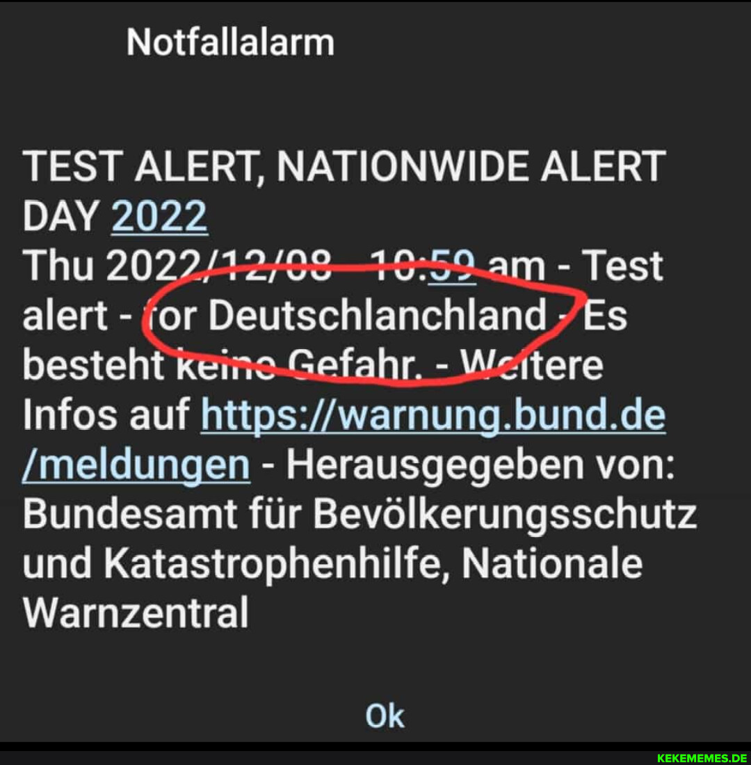 Notfallalarm TEST ALERT, NATIONWIDE ALERT DAY 2022 Thu am - Test alert ...