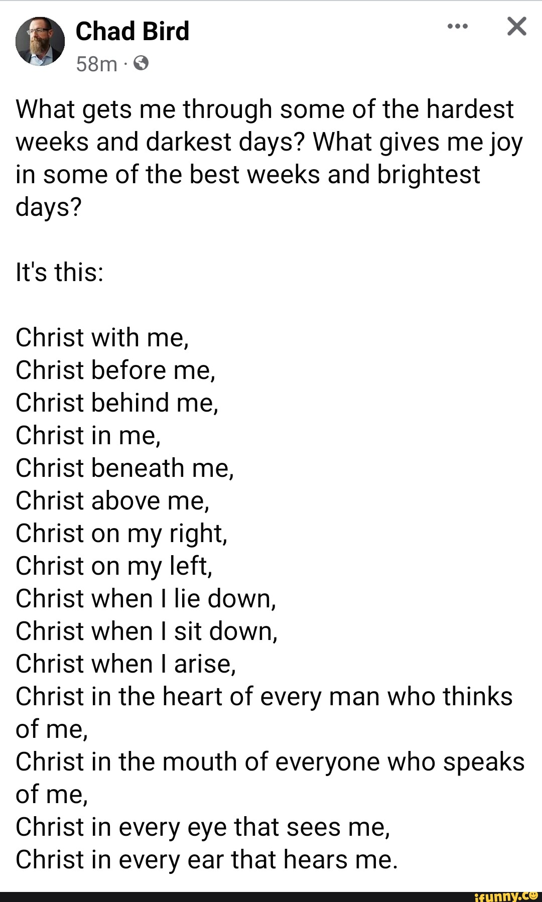 Chad Bird What gets me through some of the hardest weeks and darkest ...