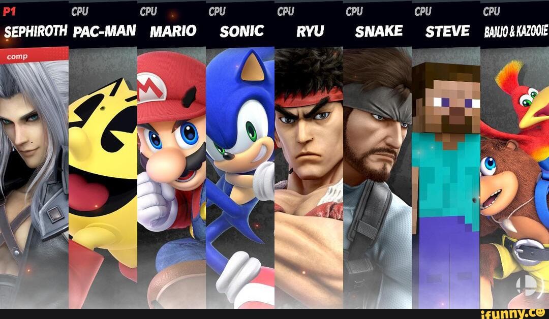 CPU cPU cPU cPU cPU cPU SEPHIROTH PAC-MAN MARIO SONIC RYU SNAKE STEVE ...
