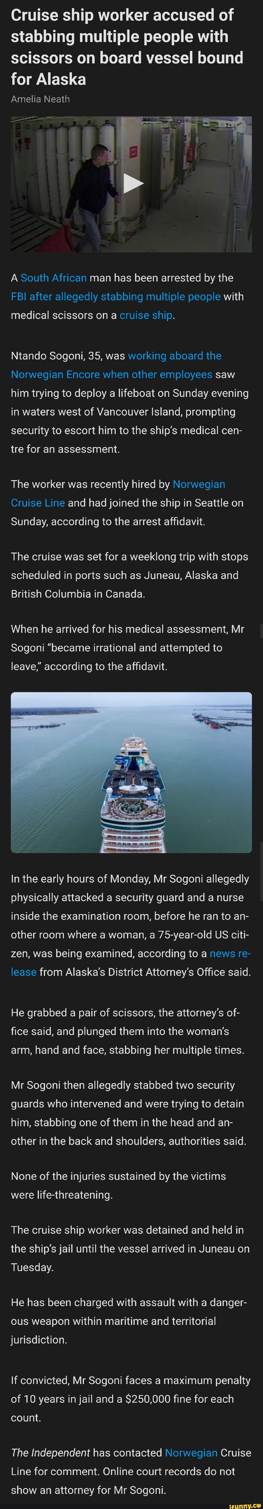 Cruise ship worker accused of stabbing multiple people with scissors on ...