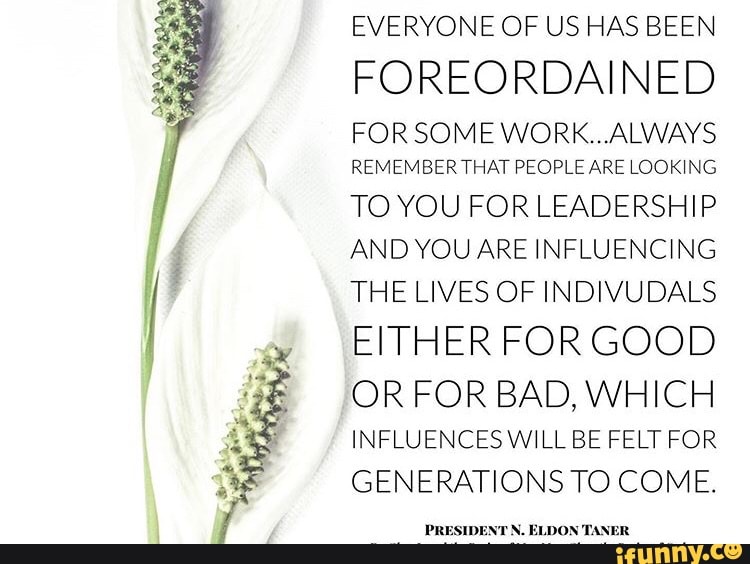 EVERYONE OF US HAS BEEN FOREORDAINED FOR SOME WORK...ALWAYS REMEMBER ...