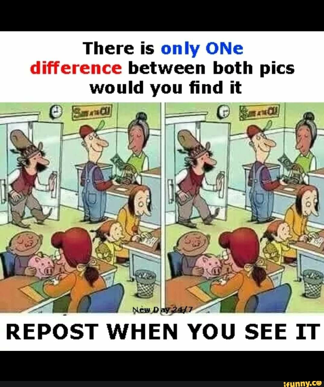 There is only ONe difference between both pics would you find it REPOST ...