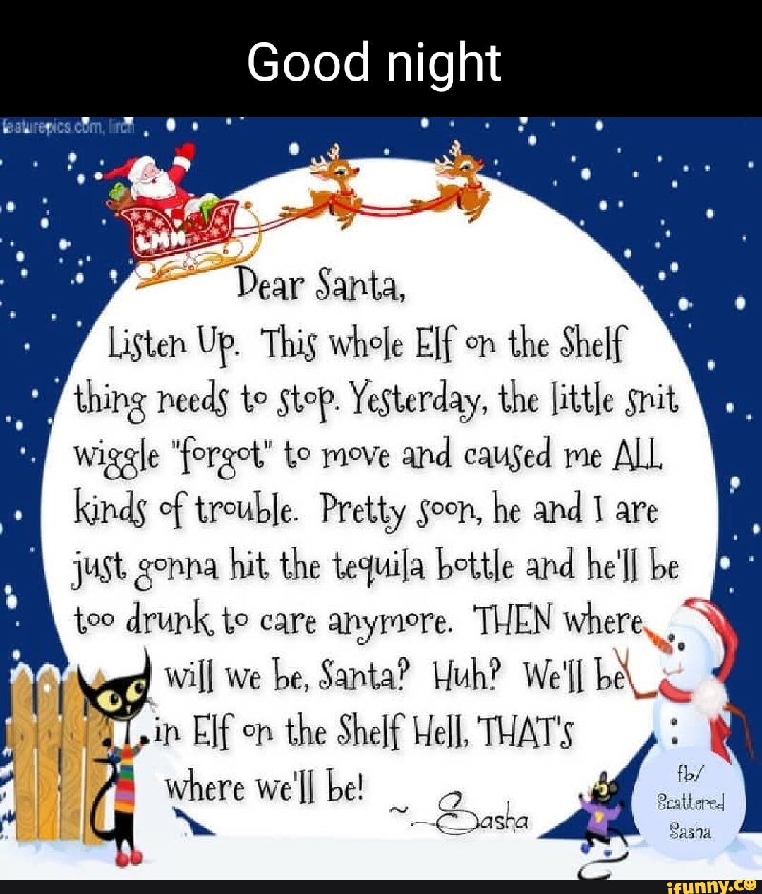 Good night AS Dear Santa, listen Up. This whole Elf on the Shelf thing ...