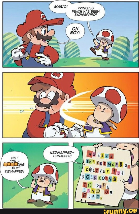 MARIO! princess PEACH HAS BEEN KIDNAPPED! NOT I THE piPe BO' KIDNAPPED ...