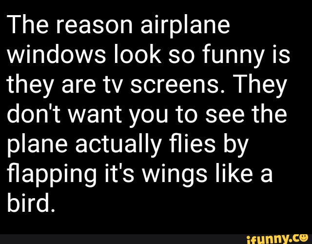The reason airplane windows look so funny is they are tv screens. They ...