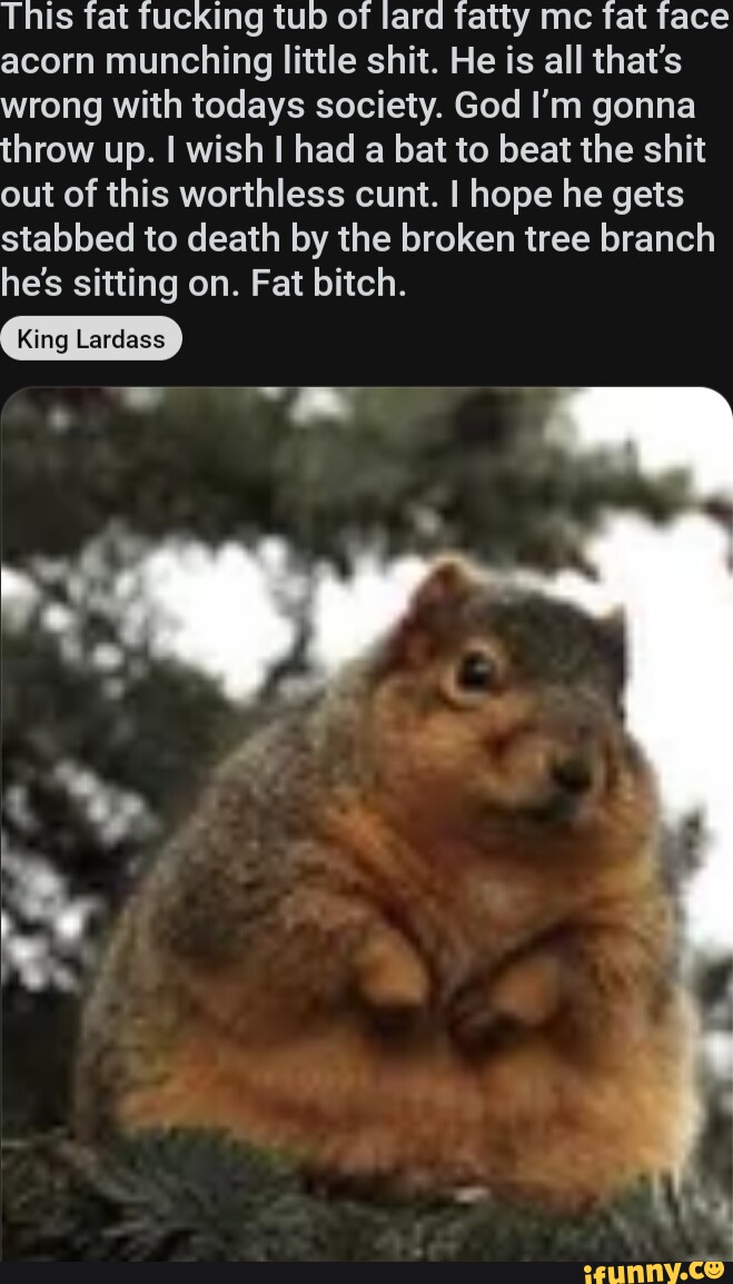 This fat fucking tub of lard fatty mc fat face acorn munching little ...