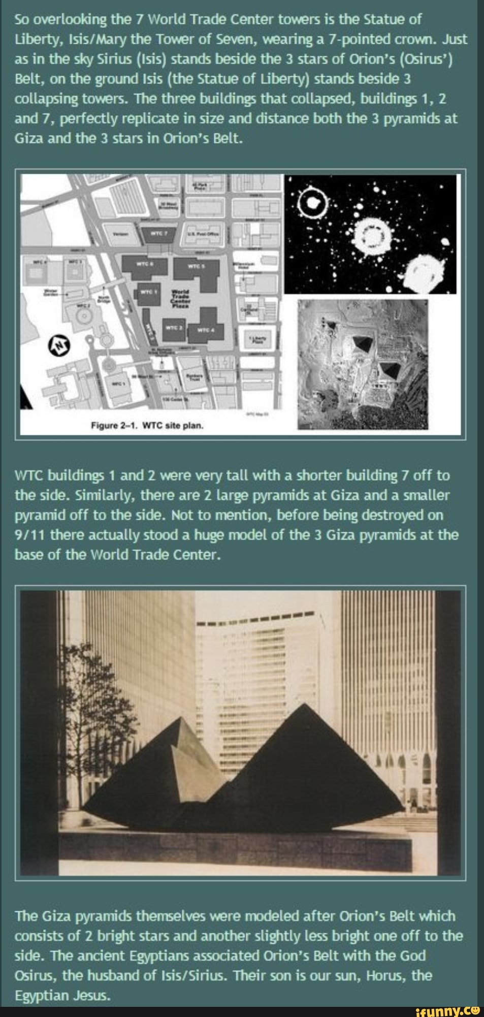 So overlooking the 7 World Trade Center towers is the Statue of Liberty ...