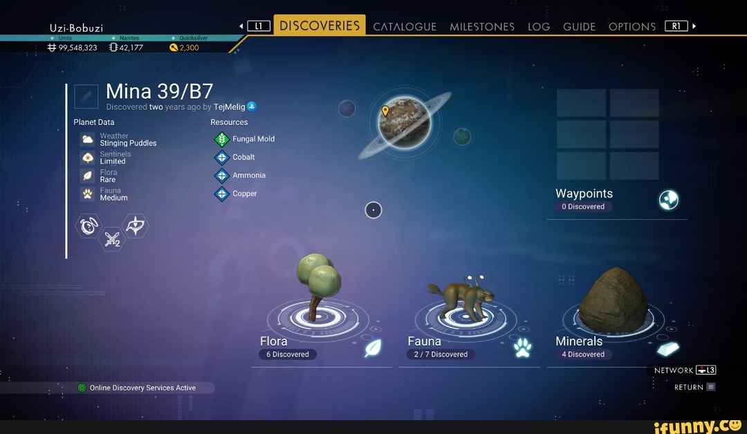NMS Exotic - Uzi-Bobuzi DISCOVERIES I CATALOGUE MILESTONES LOG GUIDE ...