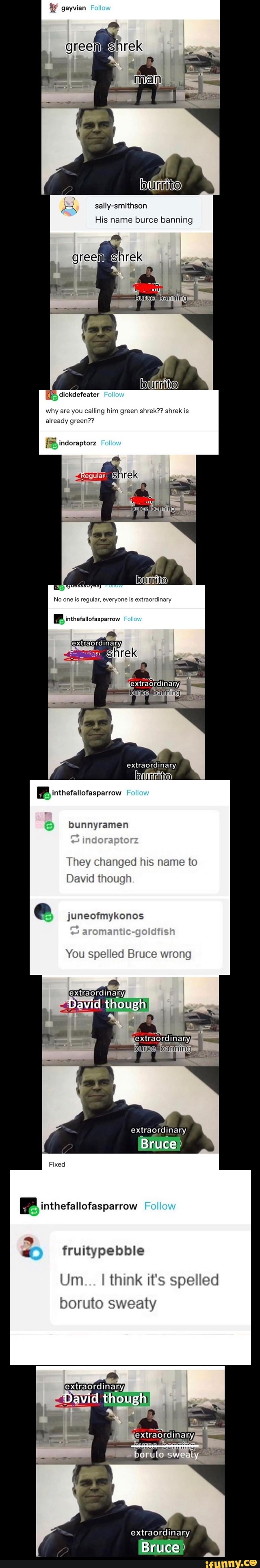 Low gayvian Fol green EN sally-smithson greemmshrek His name burce ...