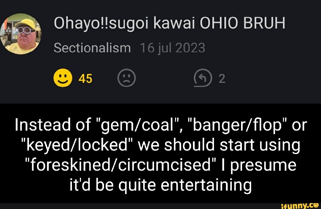 Kawai OHIO BRUH Sectionalism 16 jul 2023 45 2 Instead of or we should ...