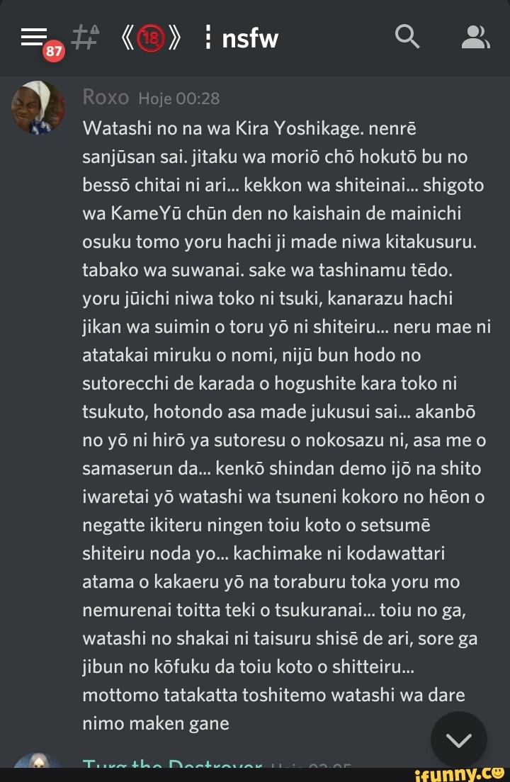 Watashi no na wa Kira Yoshikage. nenrê sanjúsan sai. jitaku wa moriô ...