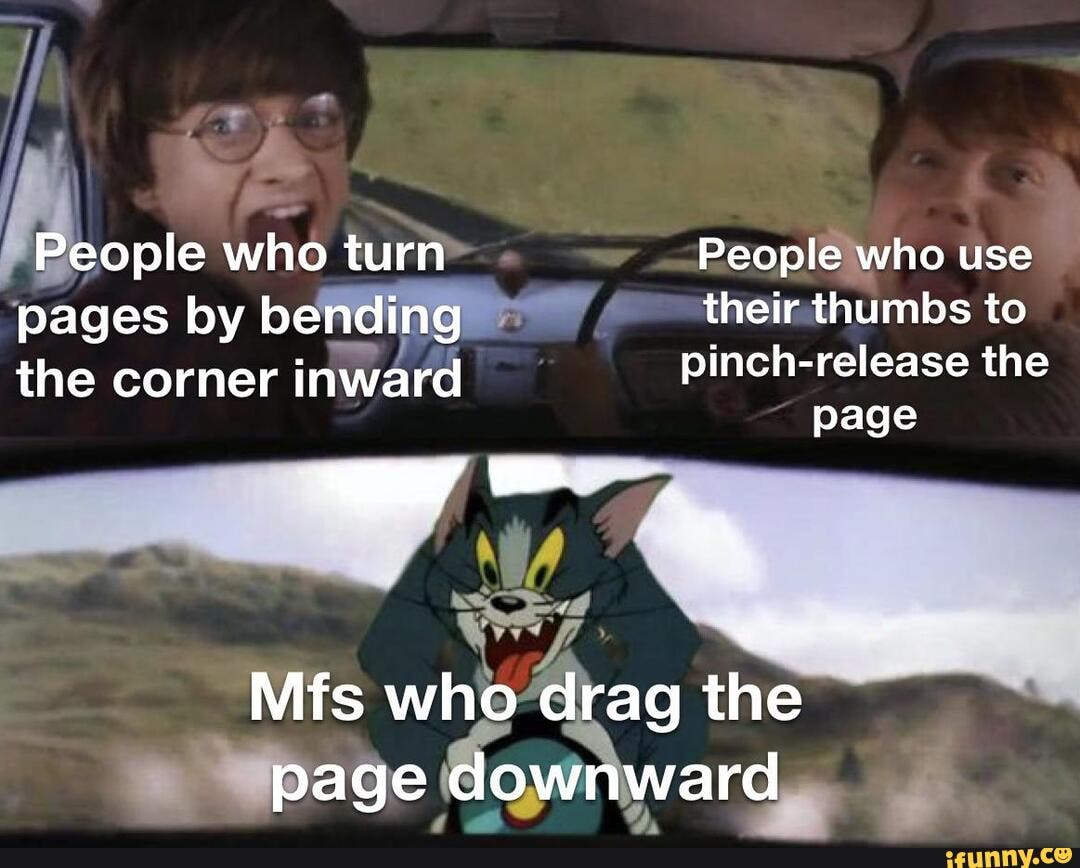 People who turn People who use pages by bending SSS their thumbs to the ...