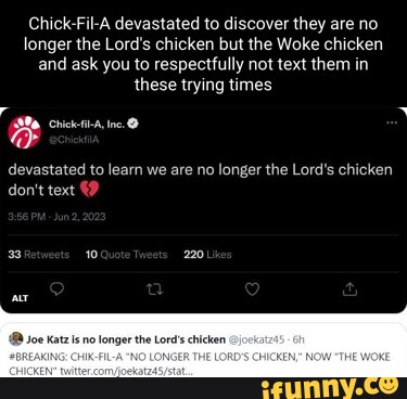 Chick-Fil-A devastated to discover they are no longer the Lord's ...