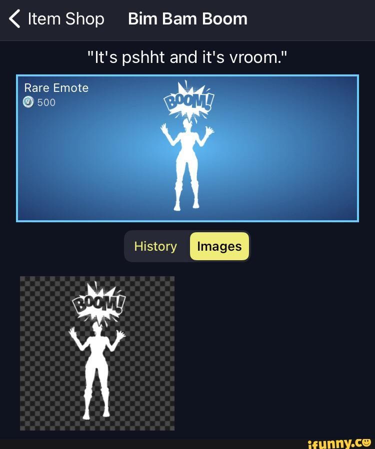 Item Shop Bim Bam Boom "It's pshht and it's vroom." I Rare Emote 500 ...