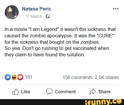 Reality vs... - Natasa Peric 17 March @ In a movie "I am Legend" it ...