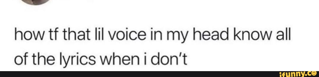How tf that lil voice in my head know all of the lyrics when i don't ...