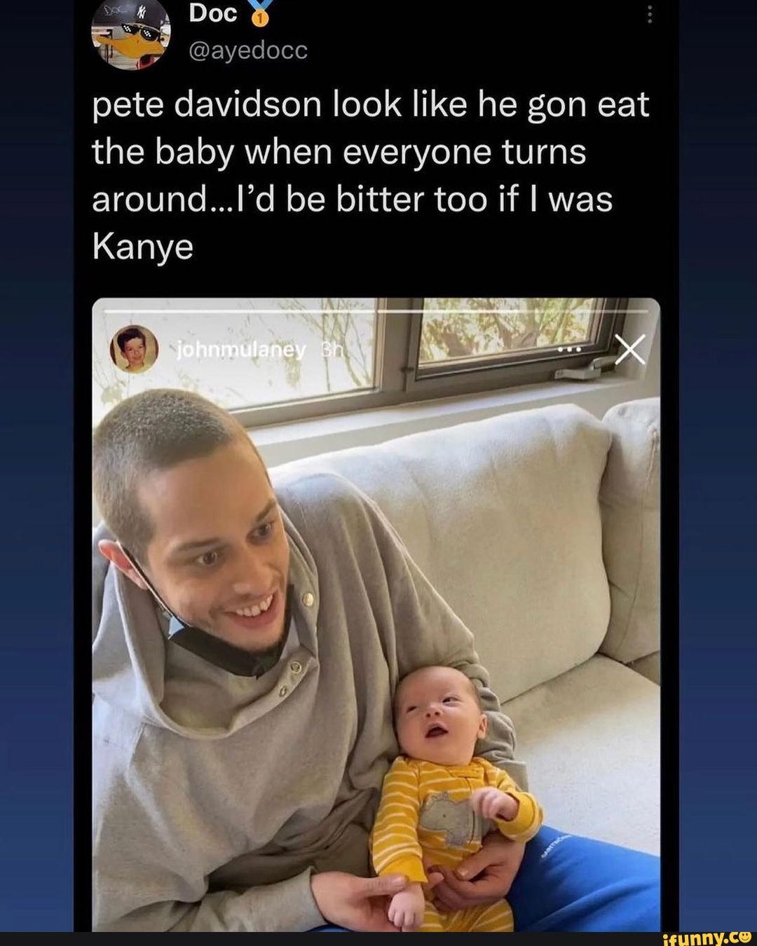 " Doc @ayedocc pete davidson look like he gon eat the baby when ...