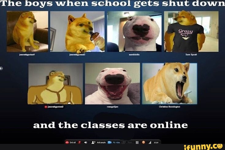 The boys when school gets shut down and the classes are online - iFunny
