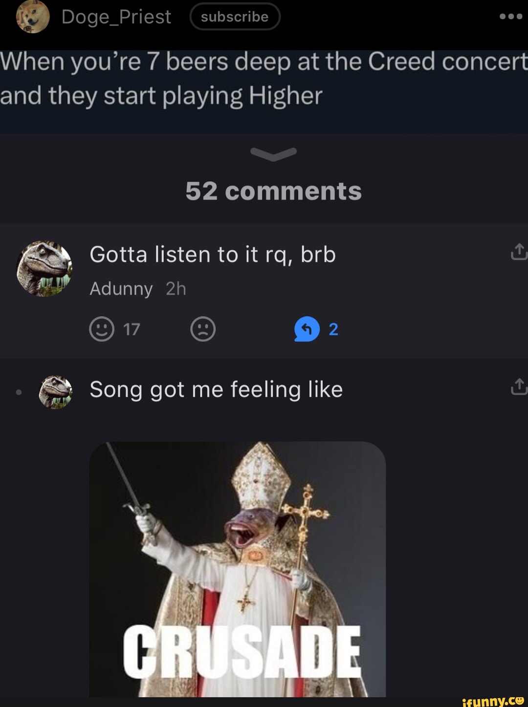 When you're beers deep at the Creed concert and they start playing ...