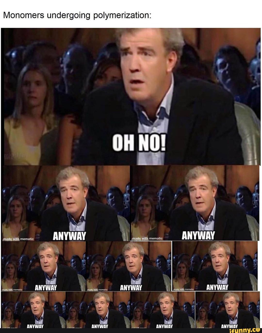 Monomers undergoing polymerization: OH NO! ANYWAY ANYWAY Al ANYWAY ...