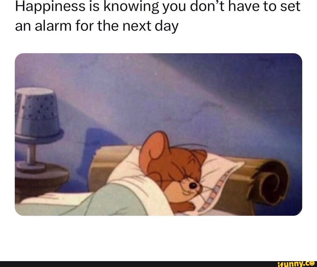 Happiness IS knowing you dont nave to set an alarm for the next day ...