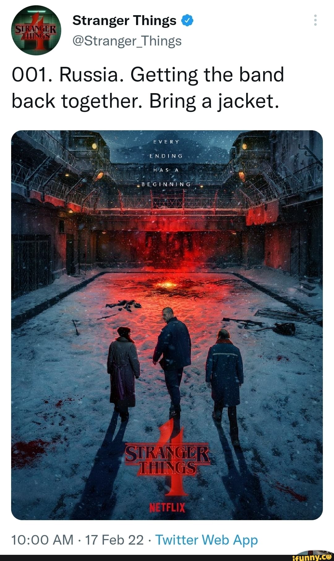 Stranger Things @ @Stranger_ Things 001. Russia. Getting the band back ...