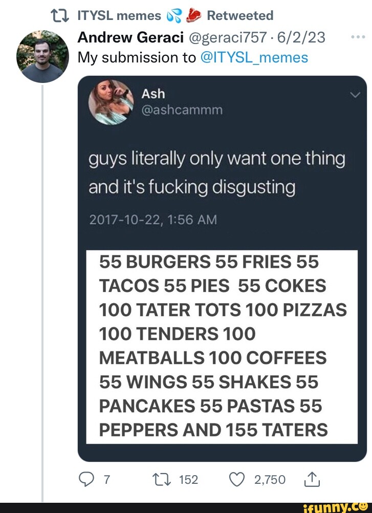 ITYSL memes Retweeted Andrew Geraci @geraci757 - My submission to @IT ...