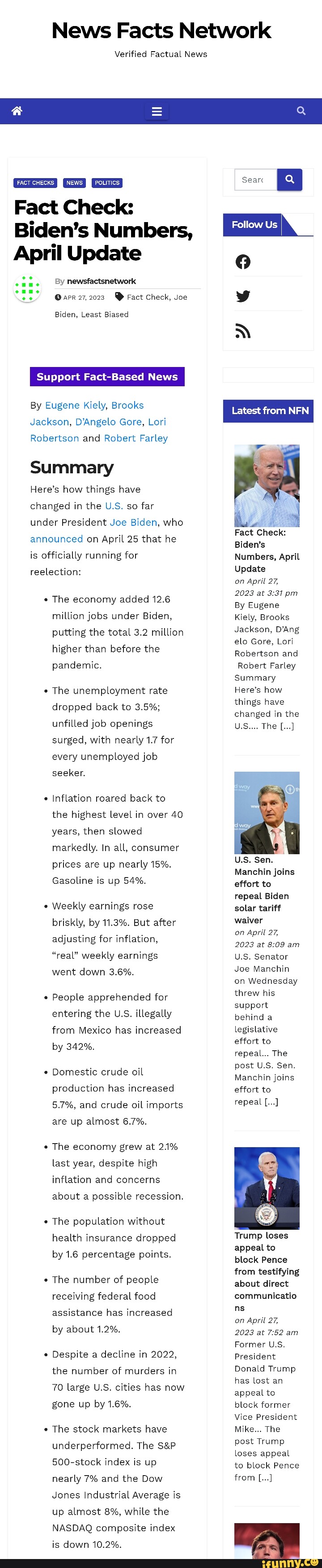 News Facts Network Verified Factual News Fact Check: Biden's Numbers ...