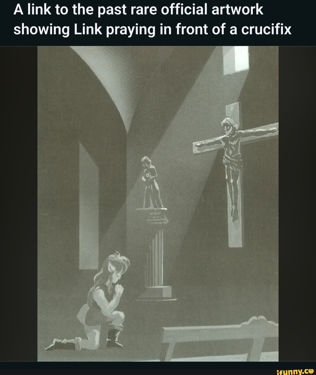 A link to the past rare official artwork showing Link praying in front ...