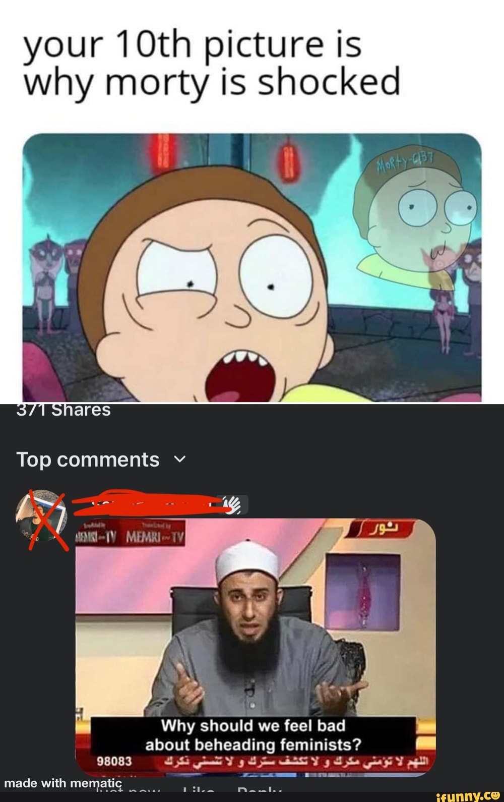 Your 10th picture is why morty is shocked Shares Top comments v LL Why ...