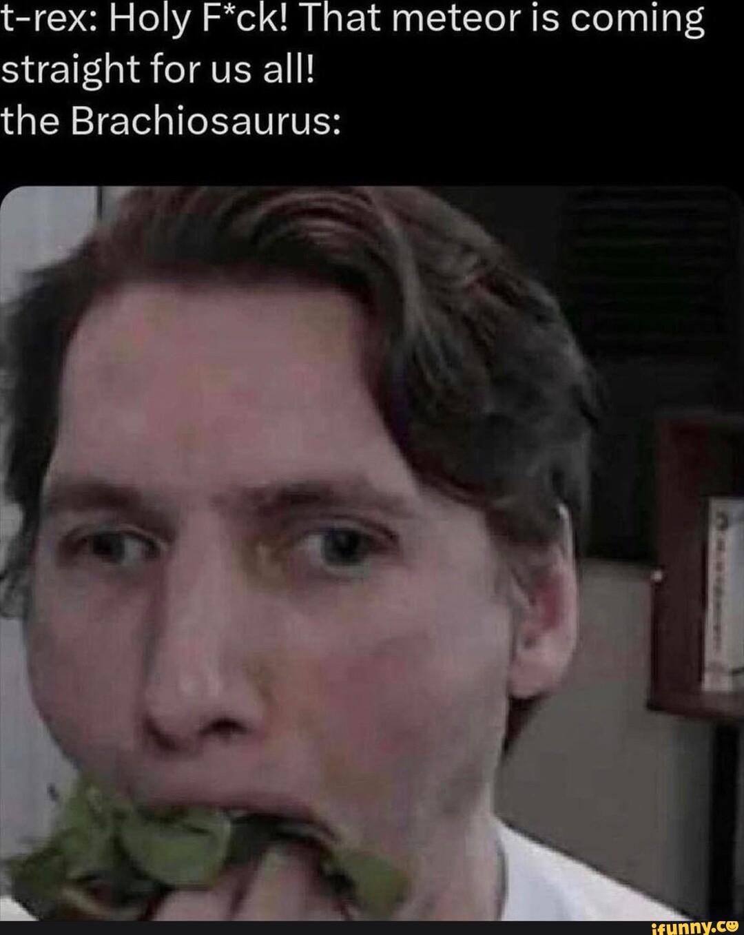 T-rex: Holy F*ck! That meteor is coming straight for us all! the ...