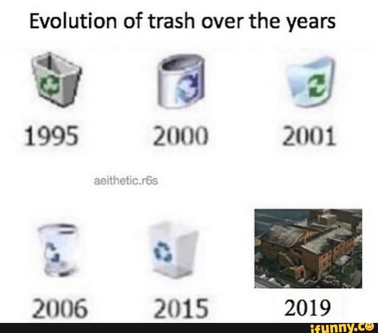 Evolution of trash over the years 1995 2000 2001 2006 2015 2019 - iFunny