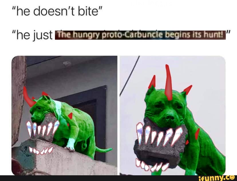 "he doesn't bite" "he jUst proto-Carbuncle the hungry begins its hunt ...