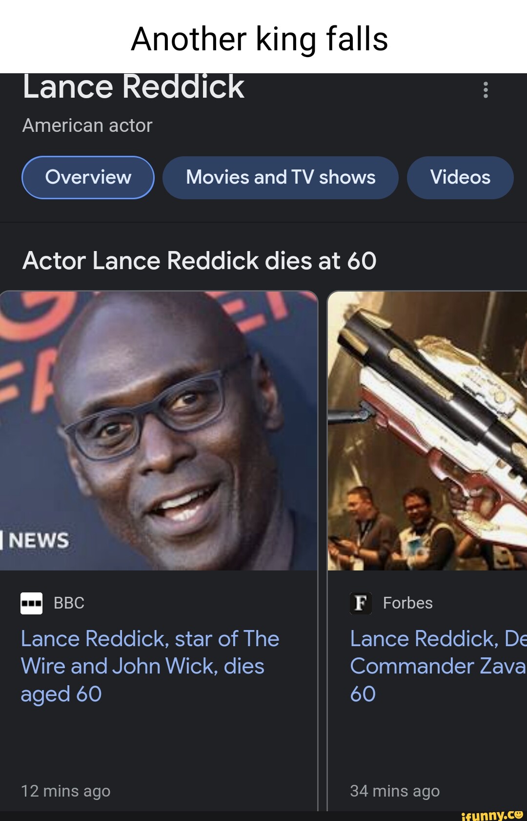 Another king falls Lance Reddick American actor Overview Movies and TV ...