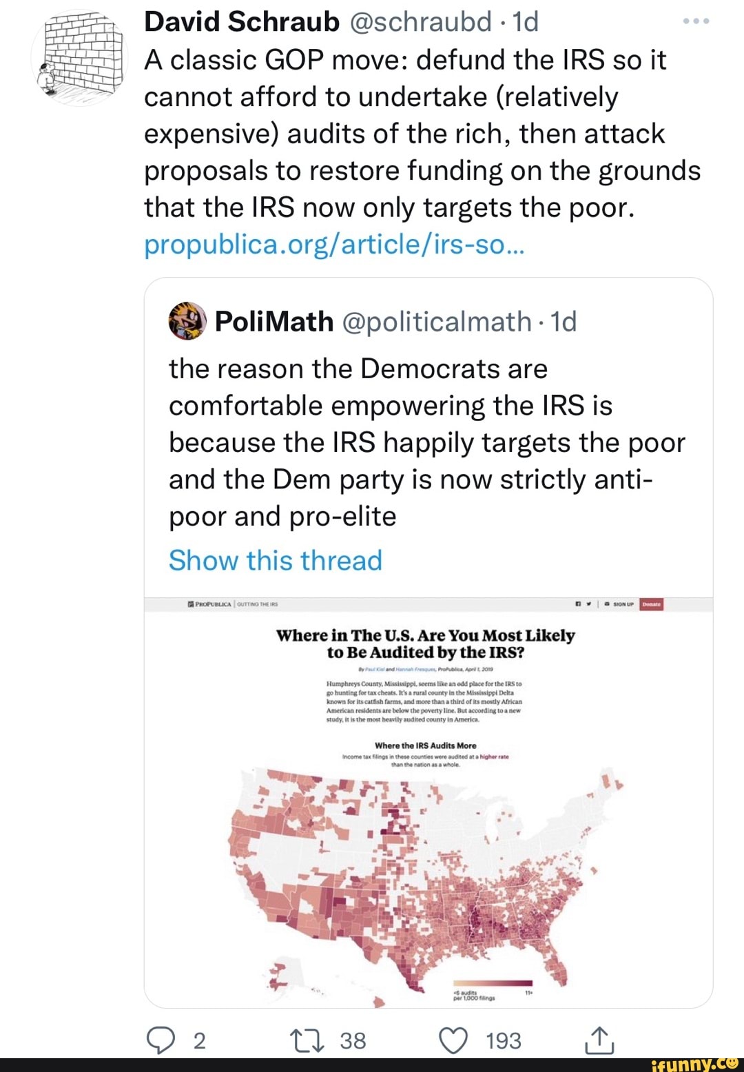 David Schraub @schraubd id A classic GOP move: defund the IRS so it ...