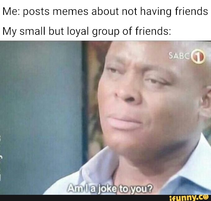 Me: posts memes about not having friends My small but loyal group of ...