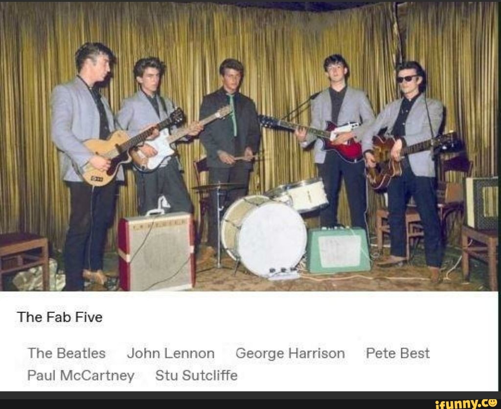 The Fab Five The Beatles John Lennon George Harrison Pete Best Paul ...