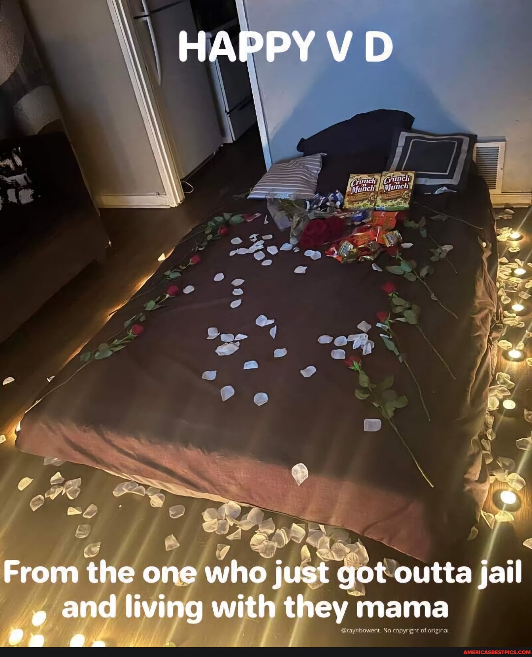 HAPPY VD From the one who just got outia jail and living with they mama ...