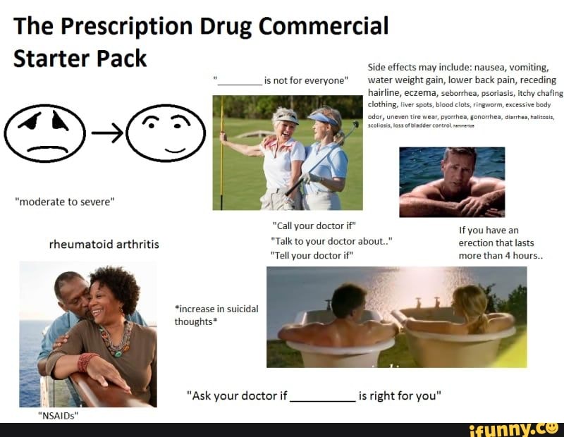 The Prescription Drug Commercial Starter Pack "moderate to severe" Side ...