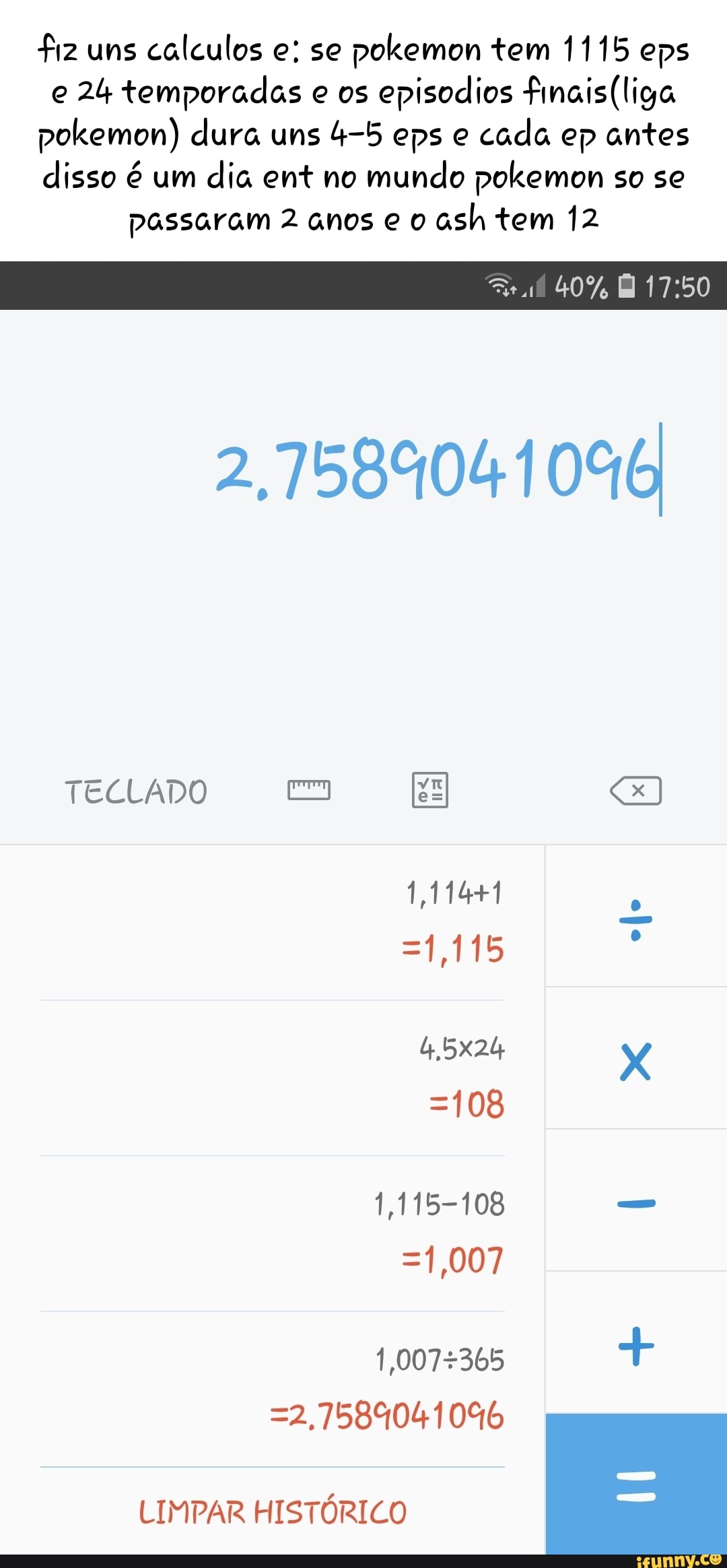 Fiz uns calculos e: se pokemon tem 1115 eps e 24 temporadas e os ...