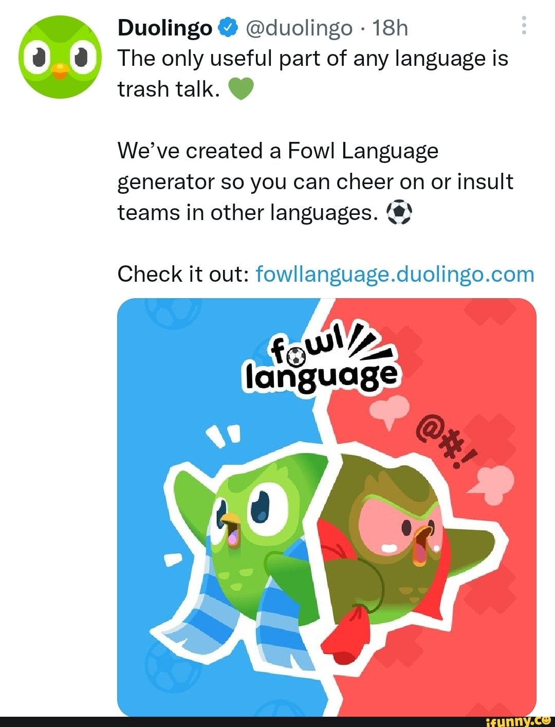 Duolingo @ @duolingo The only useful part of any language is trash talk ...