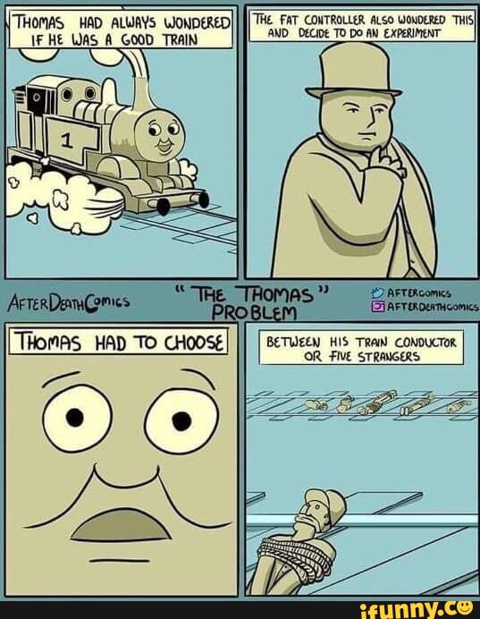 THOMAS HAD ALWAYS WONDEREDI HE WAS A GOOD TRAIN THE FAT CONTROLLER ALSO ...