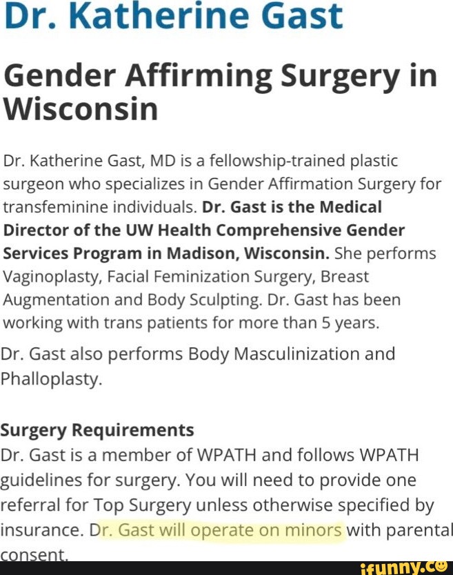 Dr. Katherine Gast Gender Affirming Surgery in Wisconsin Dr. Katherine ...