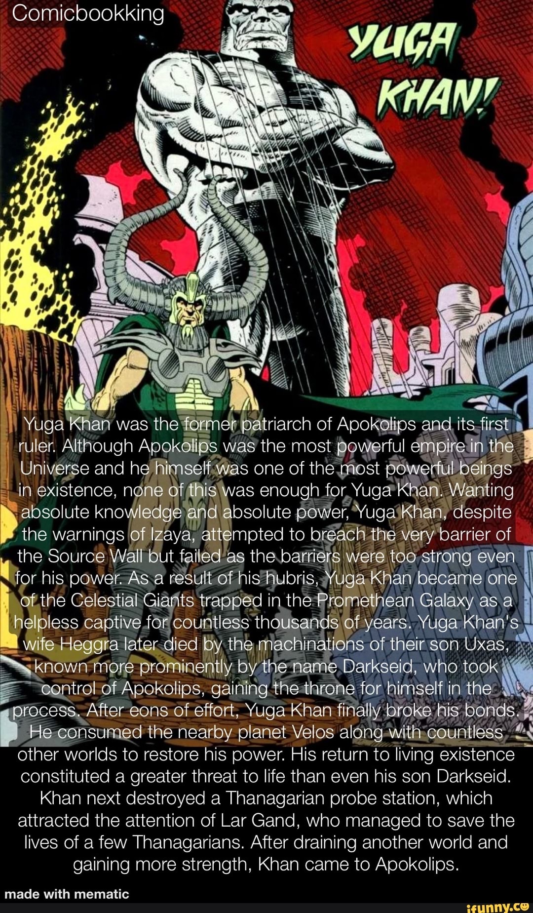 Comicbookking he ay g Yuga Khan was the former patriarch of Apokolips ...