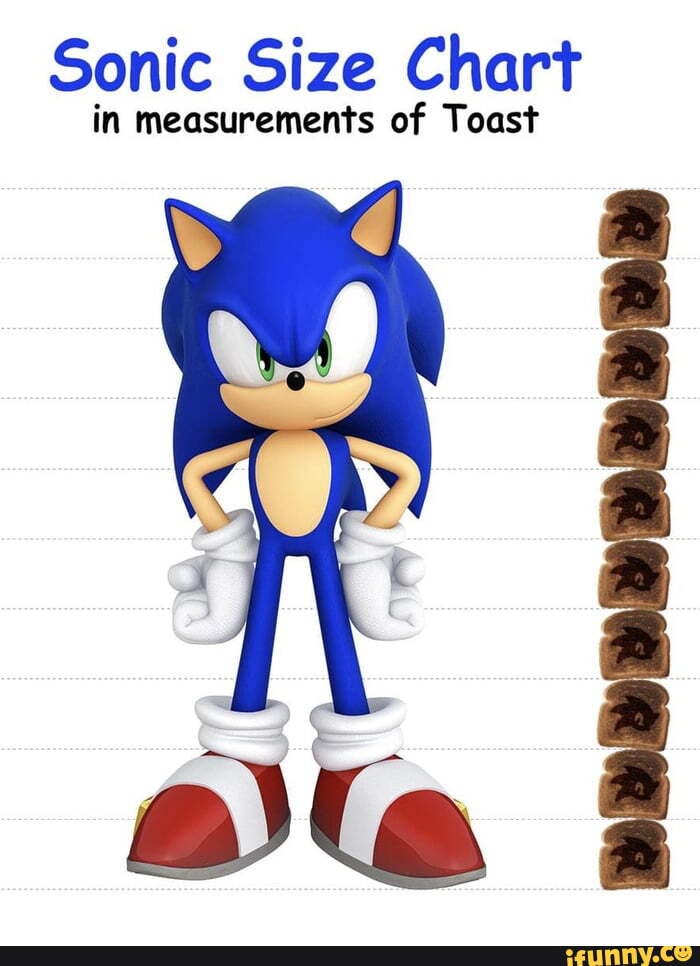 Sonic Size Chart in measurements of Toast - iFunny
