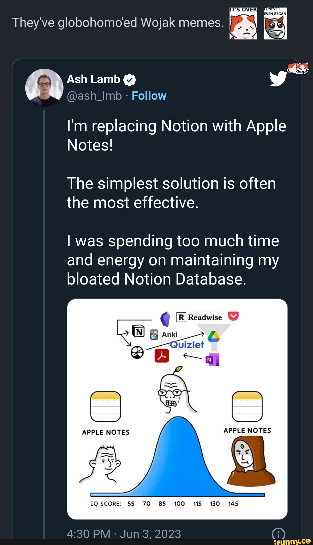 They've globohomo'ed Wojak memes. ws Ash Lamb @ y~ @ash_Imb Follow I'm ...