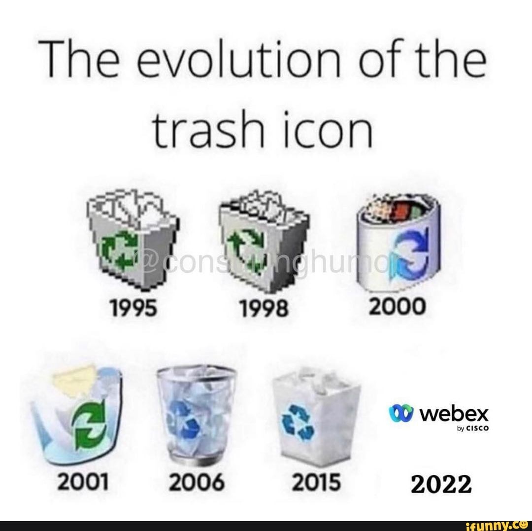 The evolution of the trash icon cay 2000 webex 2001 2006 2015 2022 - iFunny